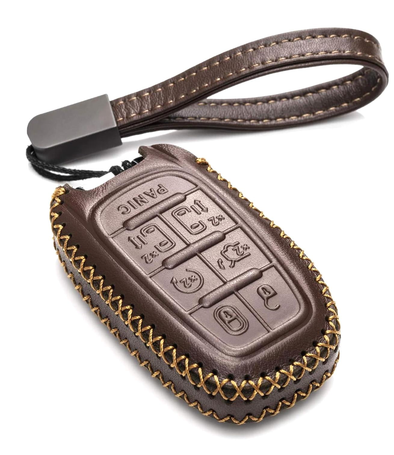 Wellsay Premium Leather Smart Key Fob Case for Pacifica 2017-2025 (7 ...