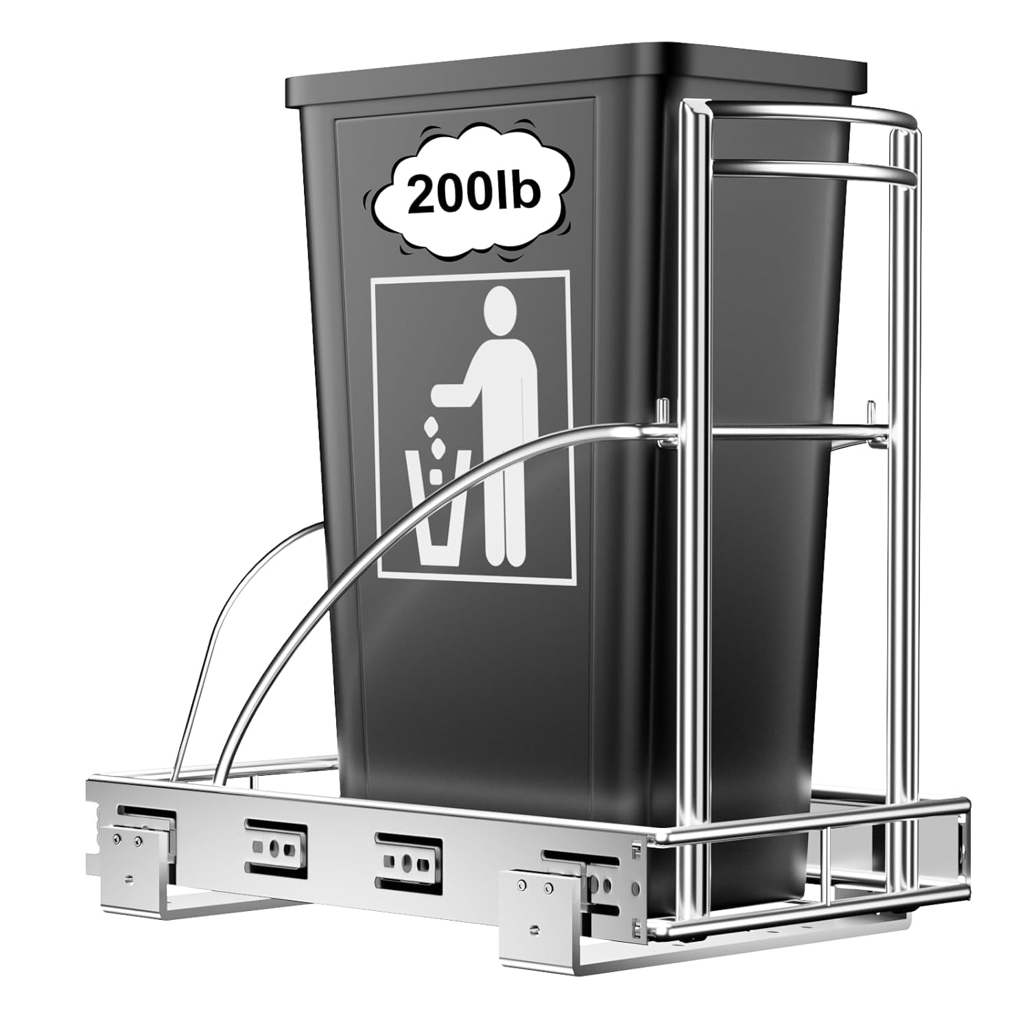 Wellsay Pull Out Trash Can Under Cabinet 7-13 Gallon 50QT, Heavy Duty ...