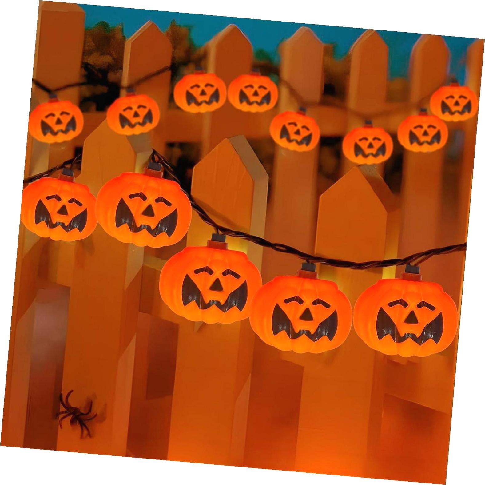 Wellsay Pumpkin String Lights, 8.5Ft Orange Strand with 10 Jack-O ...