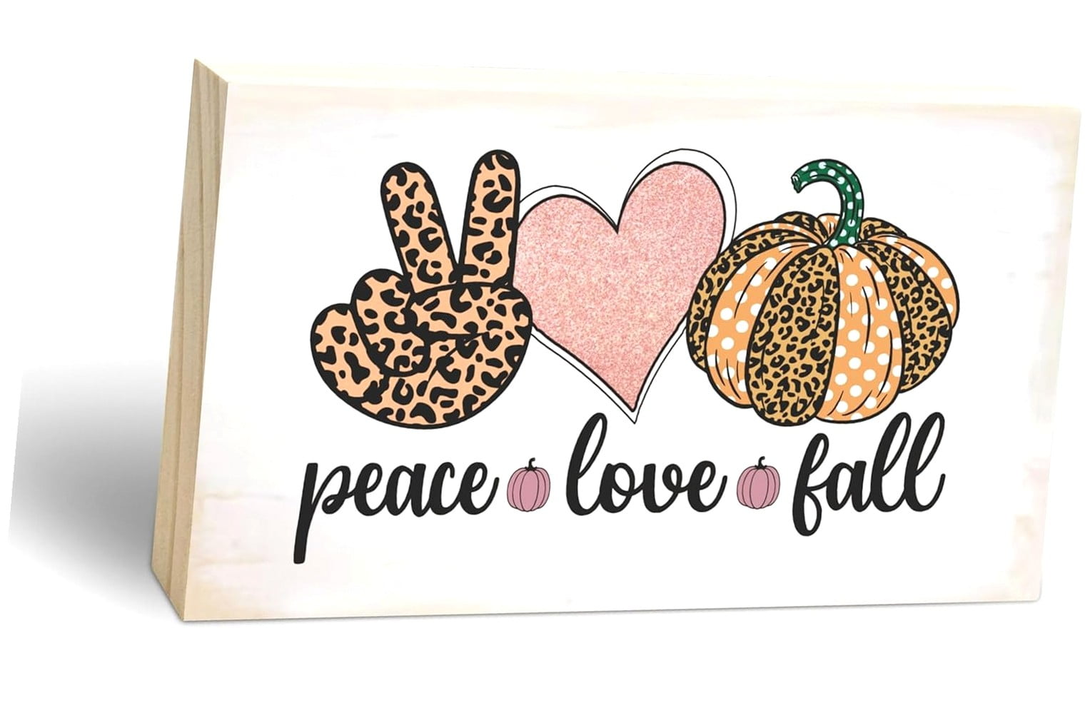 Wellsay Pumpkin Wooden Sign Love Fall Hearts Pine Wood Plaque ...