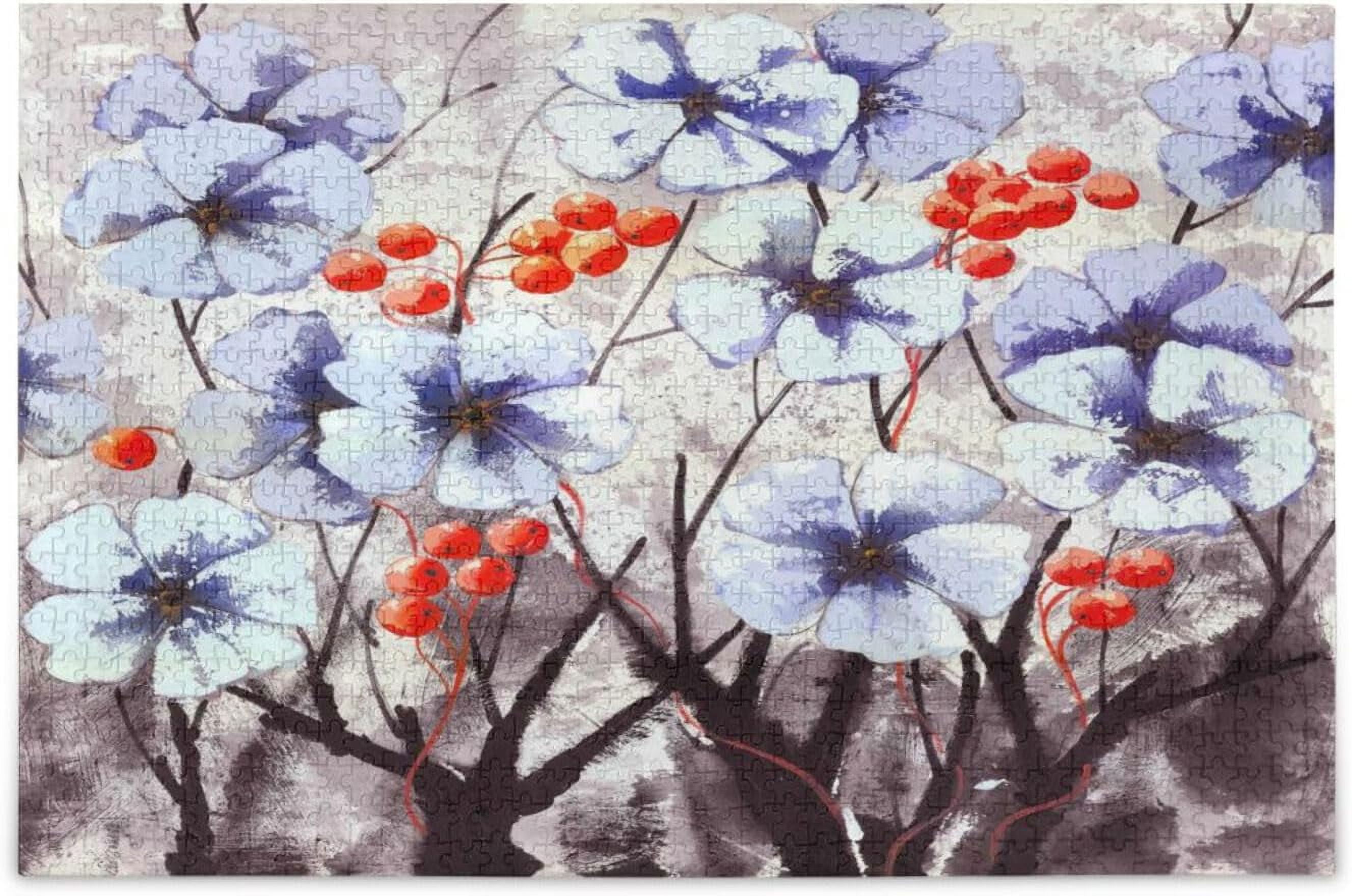 Wellsay Purple Flower Puzzles for Adults and Kids 500 Pieces, Wooden ...