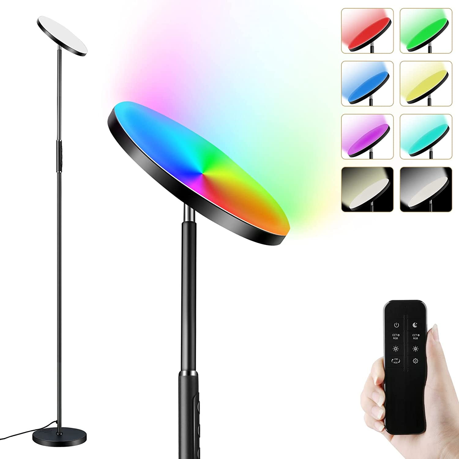 Wellsay RGB LED Floor Lamp, 2025 Upgraded 36W 3600LM Stepless Dimming ...