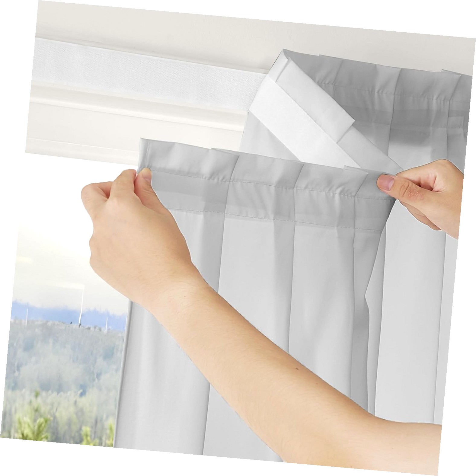 Wellsay RYB Sheer Curtains Adhesive No Drill for Window with Tie Back ...