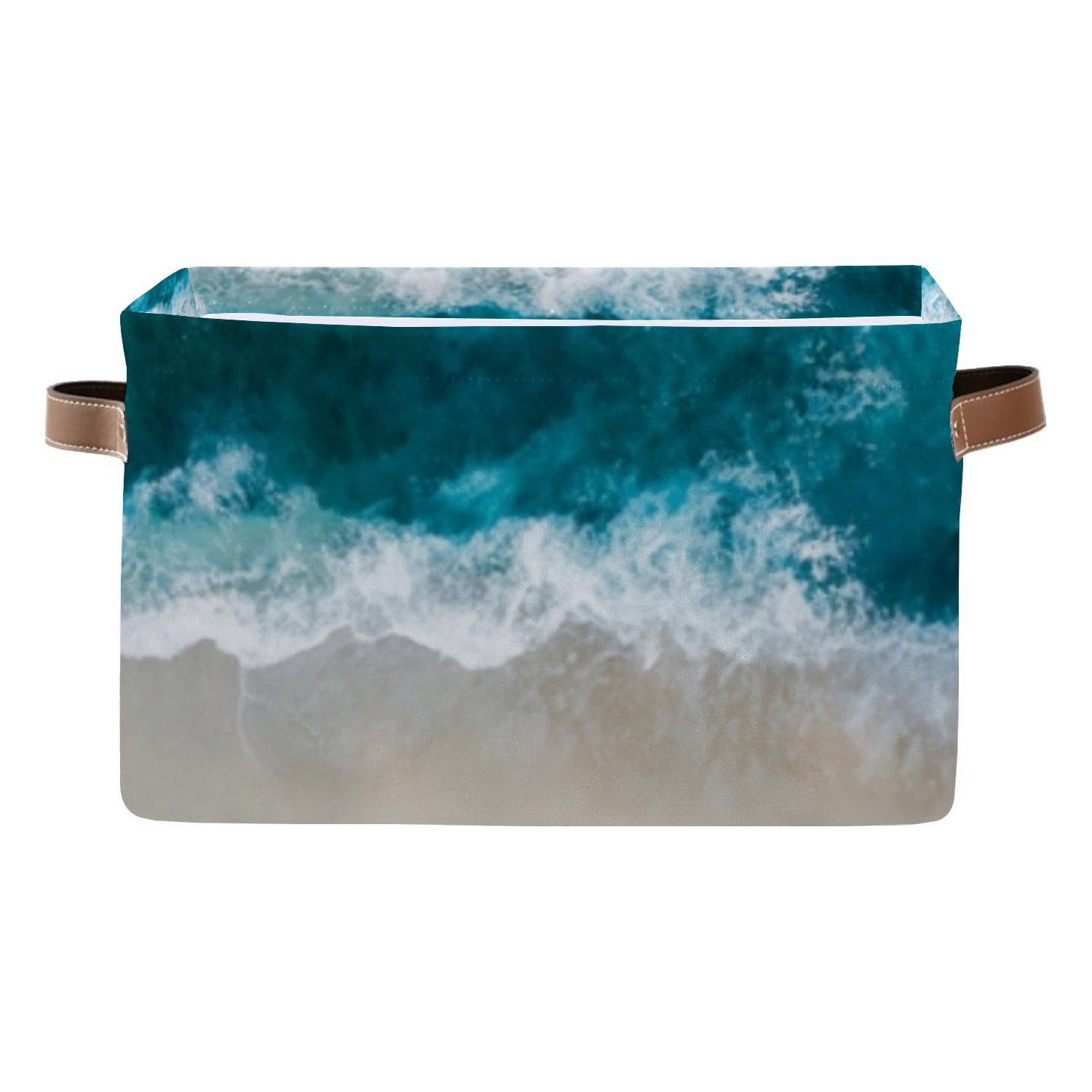 Wellsay Rectangle Storage Bin, Sea Landscape Beach 15x11x9.5in ...