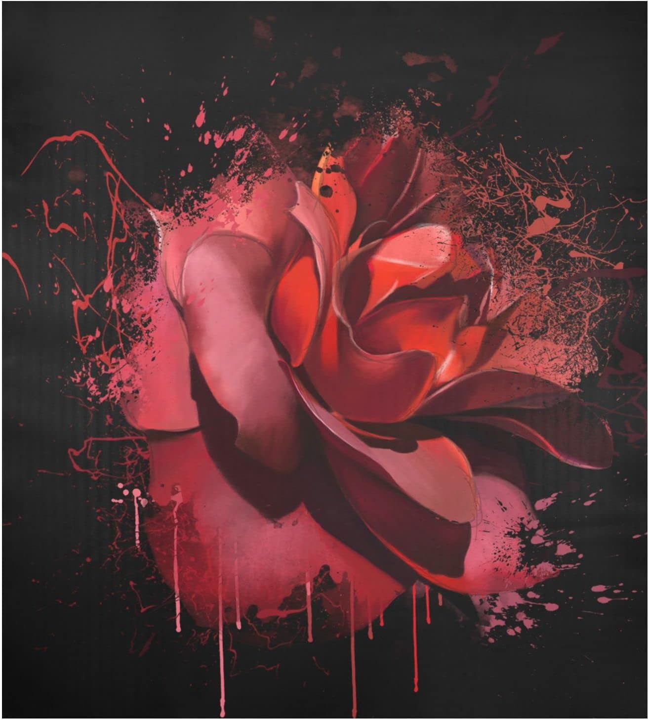 Wellsay Red Rose Close Up Art Painting Large Dishwasher Magnet Magnetic ...