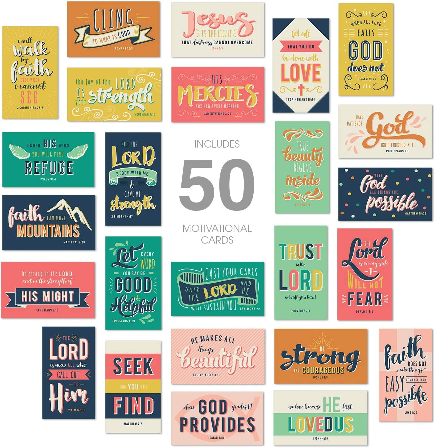 Wellsay Religious Motivational Quote Cards / 2" x 3.5" Flat Business ...