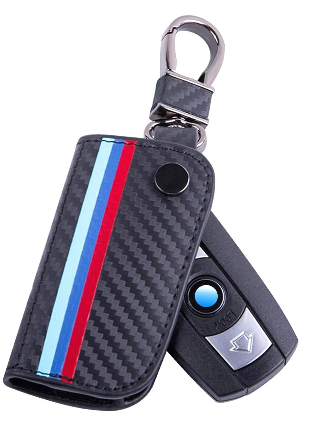 Wellsay Remote Key Fob Protector, M-Colored Stripe Carbon Fiber Leather ...
