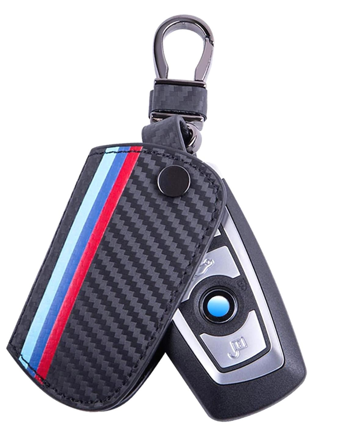 Wellsay Remote Key Fob Protector, M-Colored Stripe Carbon Fiber Leather ...