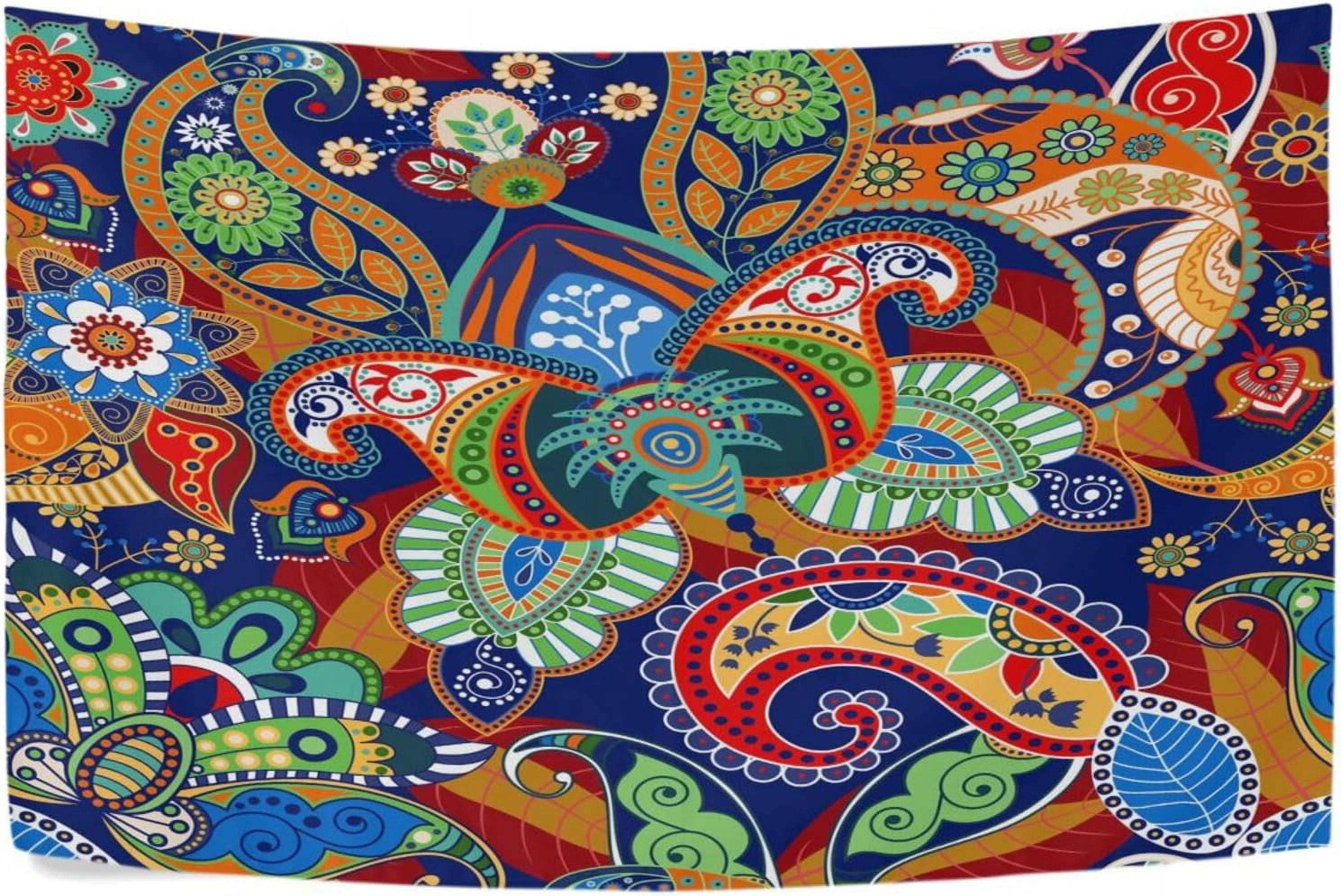 Wellsay Retro India Paisley Flower Tapestry Wall Hanging Tapestries ...