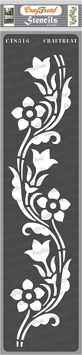 Wellsay Reusable Flower Border Stencils for Painting on Wood, Canvas ...