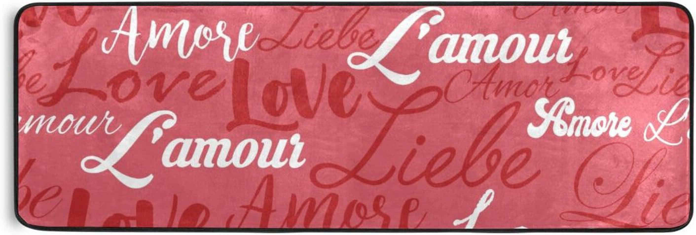Wellsay Romantic Valentines Day Area Rug - 2' x 6' Washable Runner Rugs ...