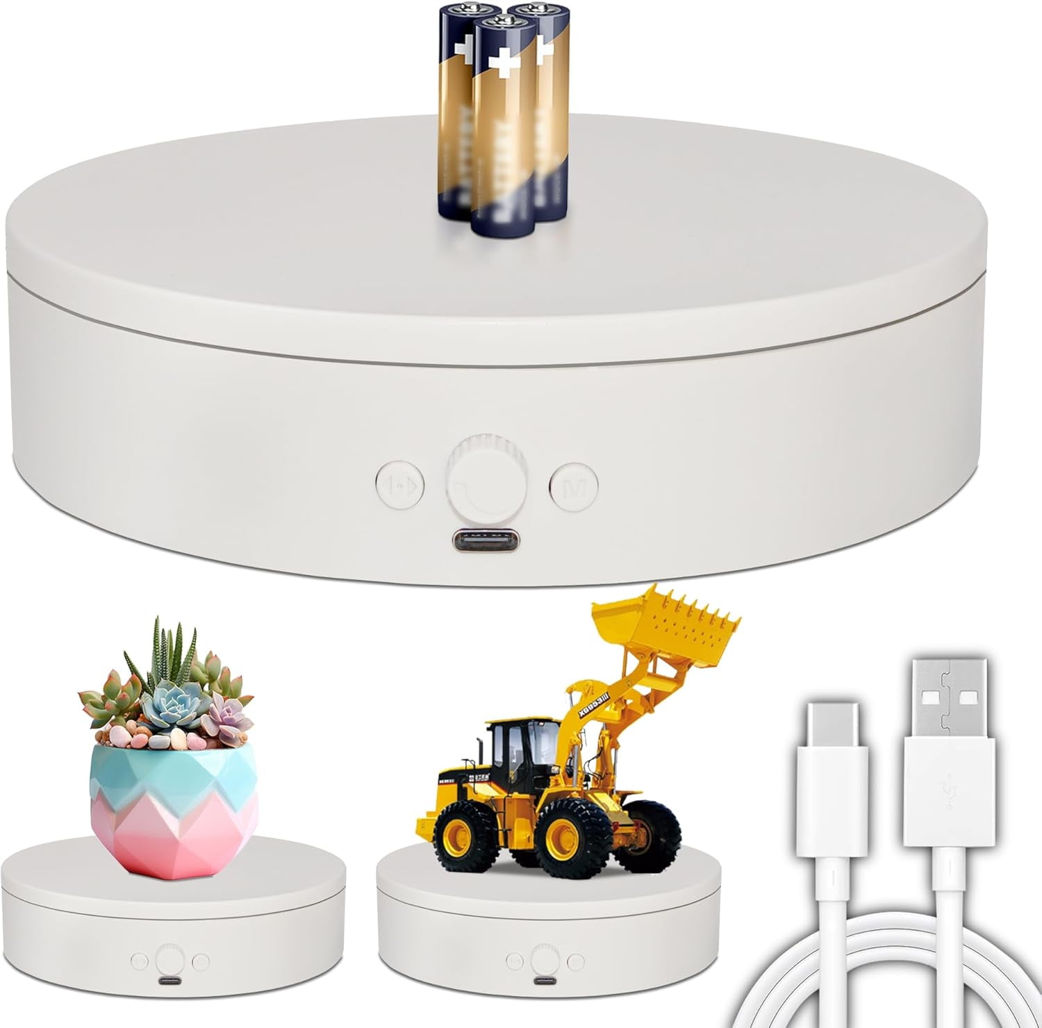 Wellsay Rotating Display Stand with Type-C Cable,360 D Motorized ...