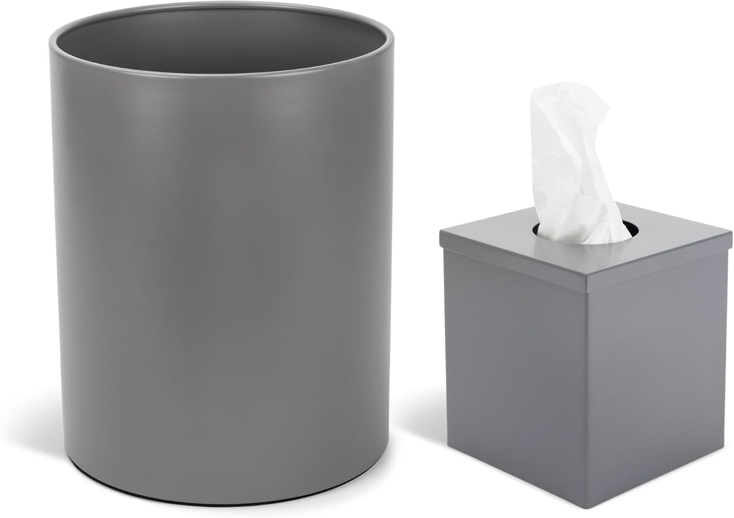 Wellsay Round Bathroom Trash Can Wastebasket and Cube Tissue Box Holder ...