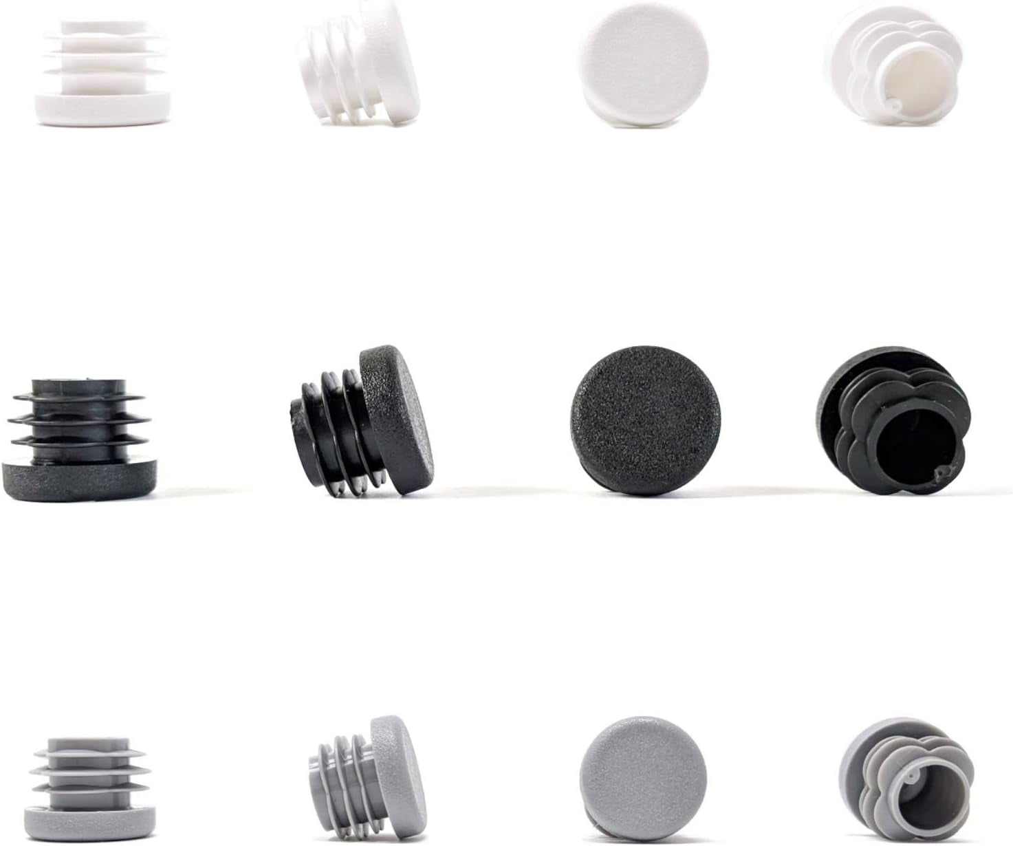 Wellsay Round Tube Inserts, Ribbed Plastic End Caps for Furniture ...