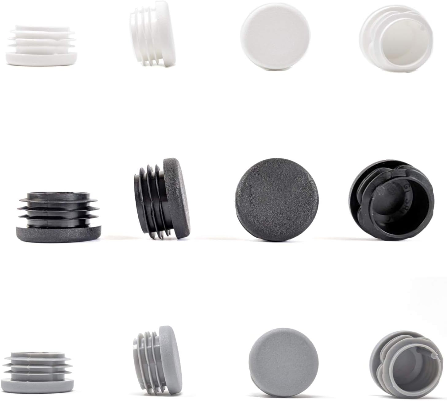 Wellsay Round Tube Inserts, Ribbed Plastic End Caps for Furniture ...