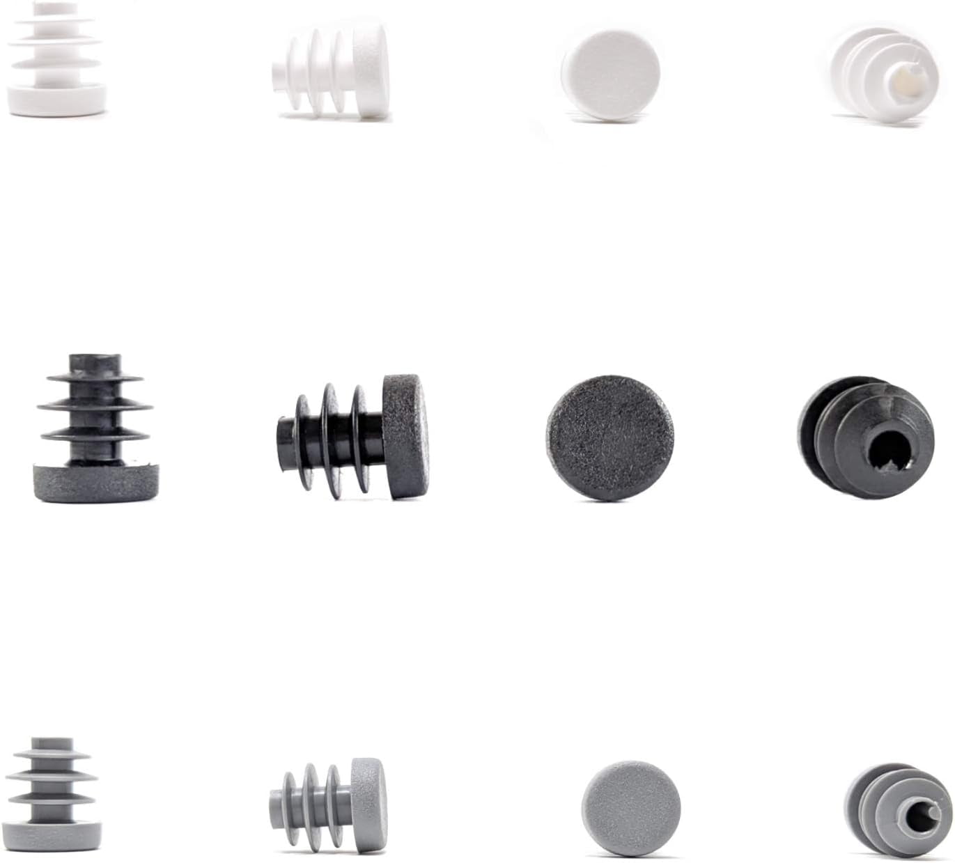 Wellsay Round Tube Inserts, Ribbed Plastic End Caps for Furniture ...