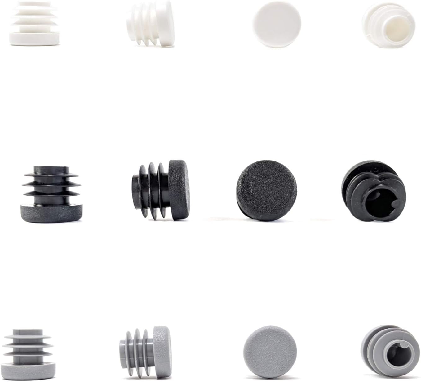 Wellsay Round Tube Inserts, Ribbed Plastic End Caps for Furniture ...