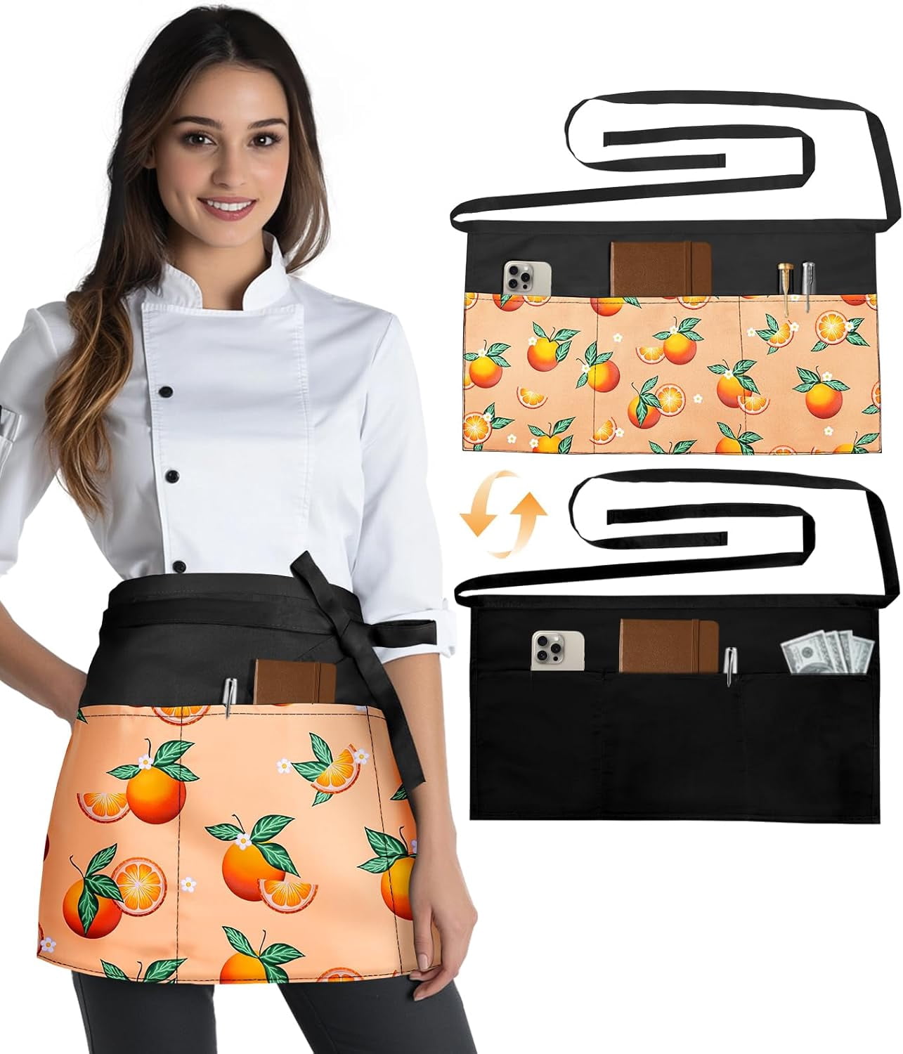 Wellsay Rrsible Server An 6 Pockets - Waist An for Waitress Women Half ...