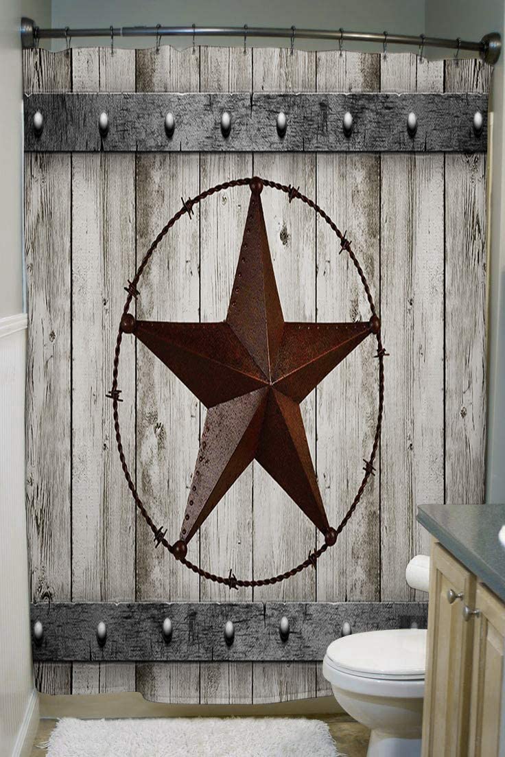 Wellsay Rustic Shower Curtains for Small Bathroom, Rustic Wood Door ...
