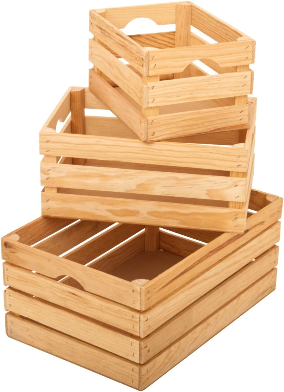 Wellsay Rustic Wood Crates for vintage decorative display, Nesting ...