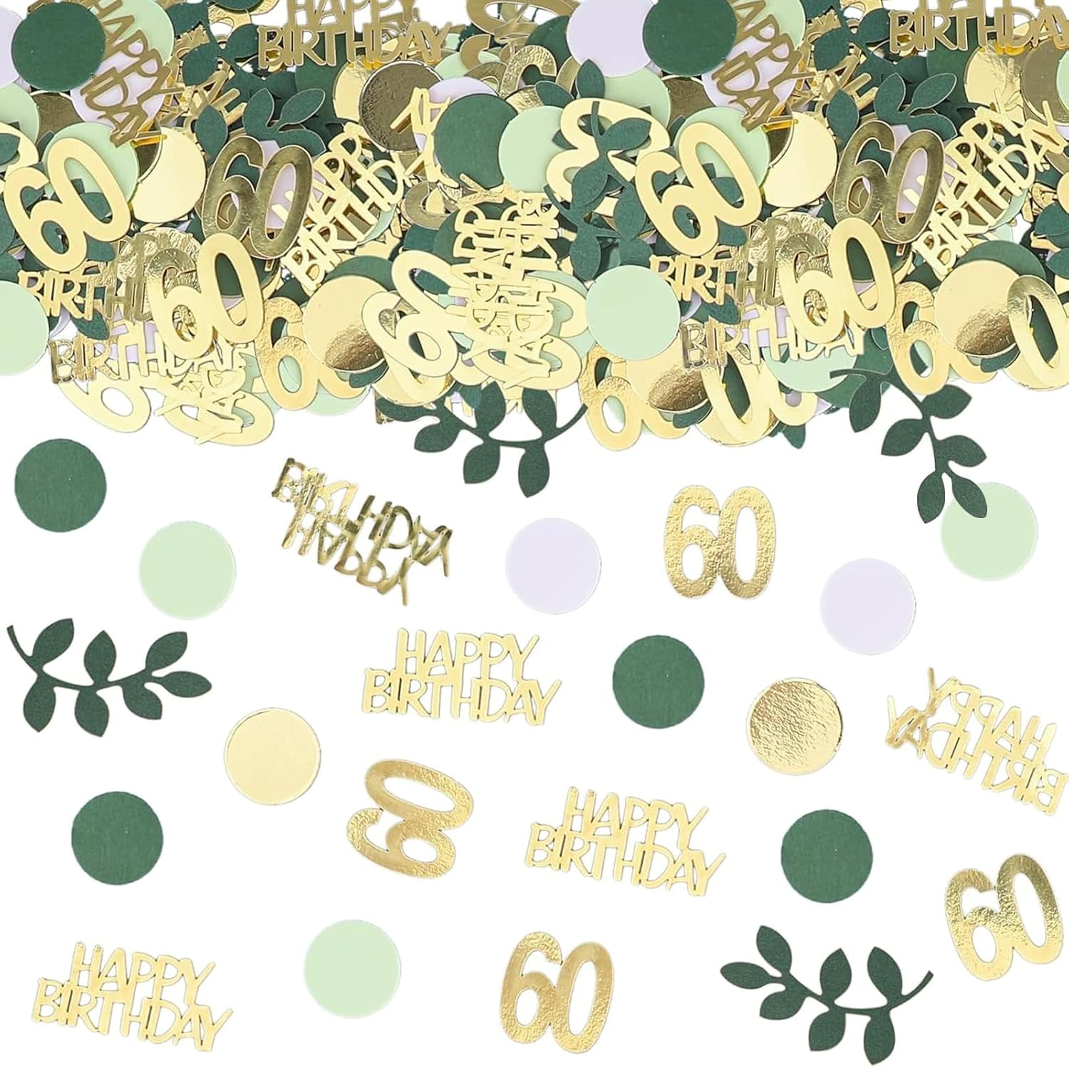 Wellsay Sage Green 60th Happy Birthday Confetti, 60th Birthday Table ...