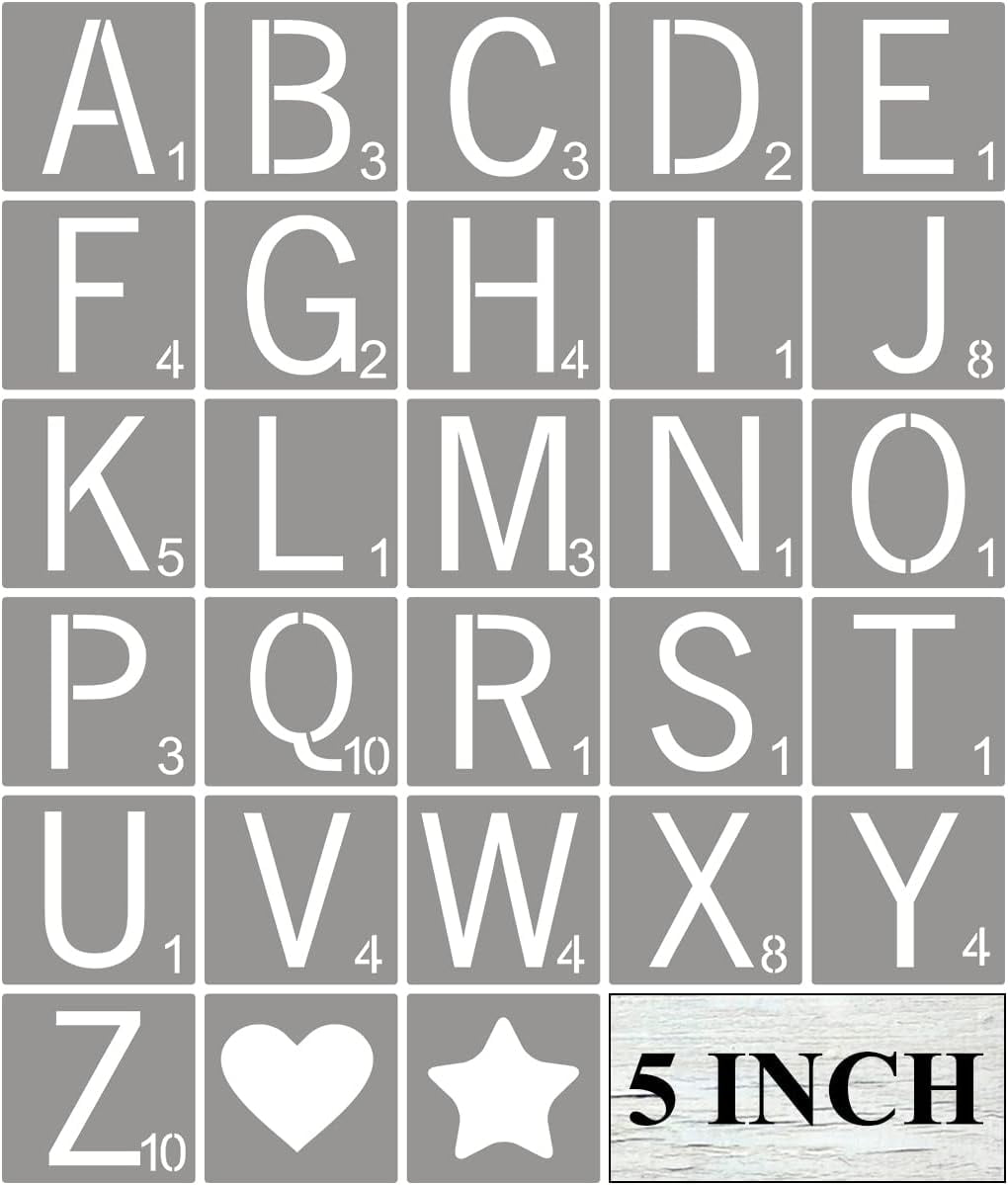 Wellsay Scrabble Tile Letter Stencils 5 Inch - 28 Pack Scrabble Style ...