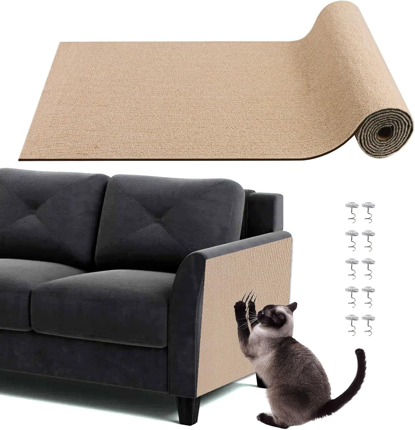 Wellsay Scratch Mat 79"x32" Scratng Post Replacement Self-Adhesive ...