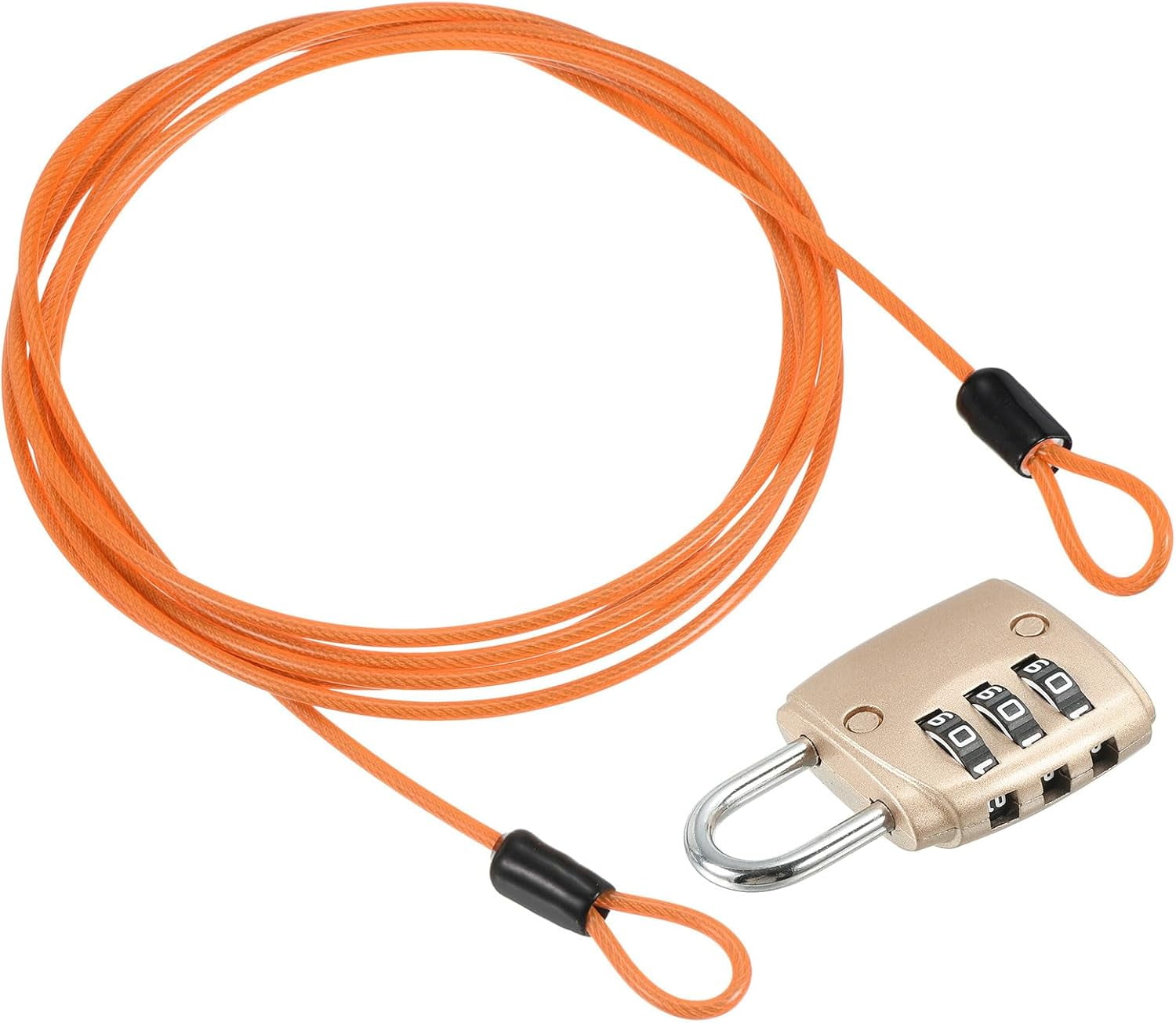 Wellsay Security Steel Cable with 3 Digit Combination Lock, 6.6Ft/2M ...