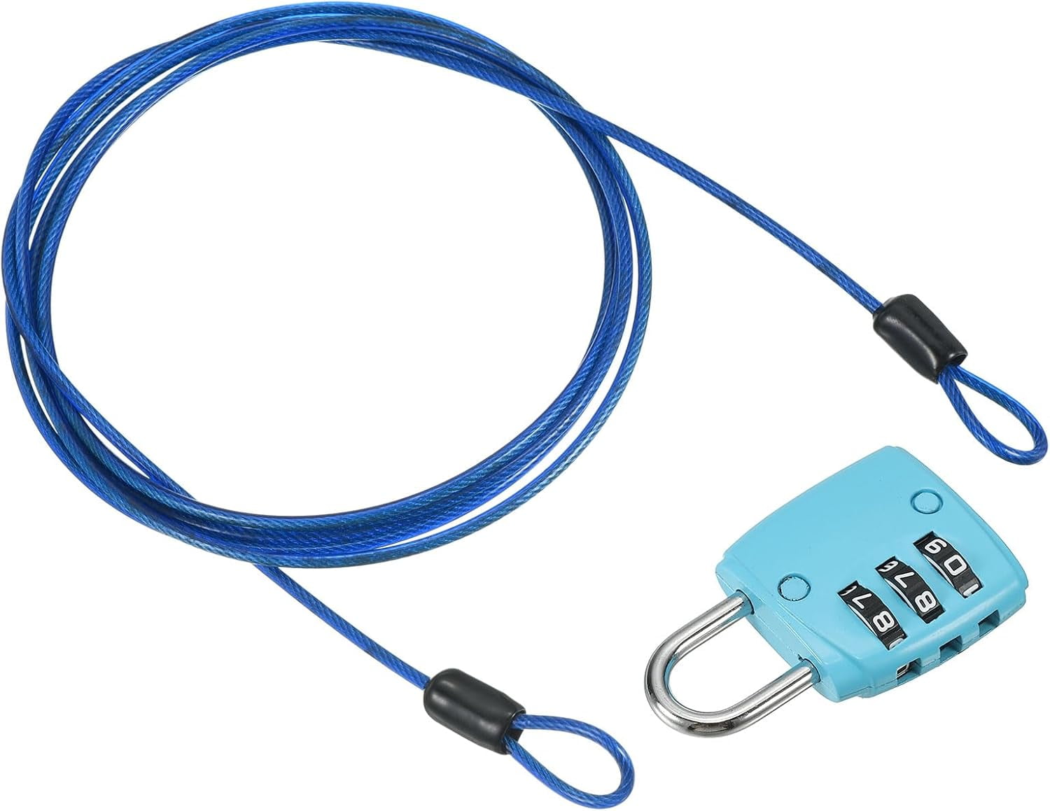 Wellsay Security Steel Cable with 3 Digit Combination Lock, 6.6Ft/2M ...