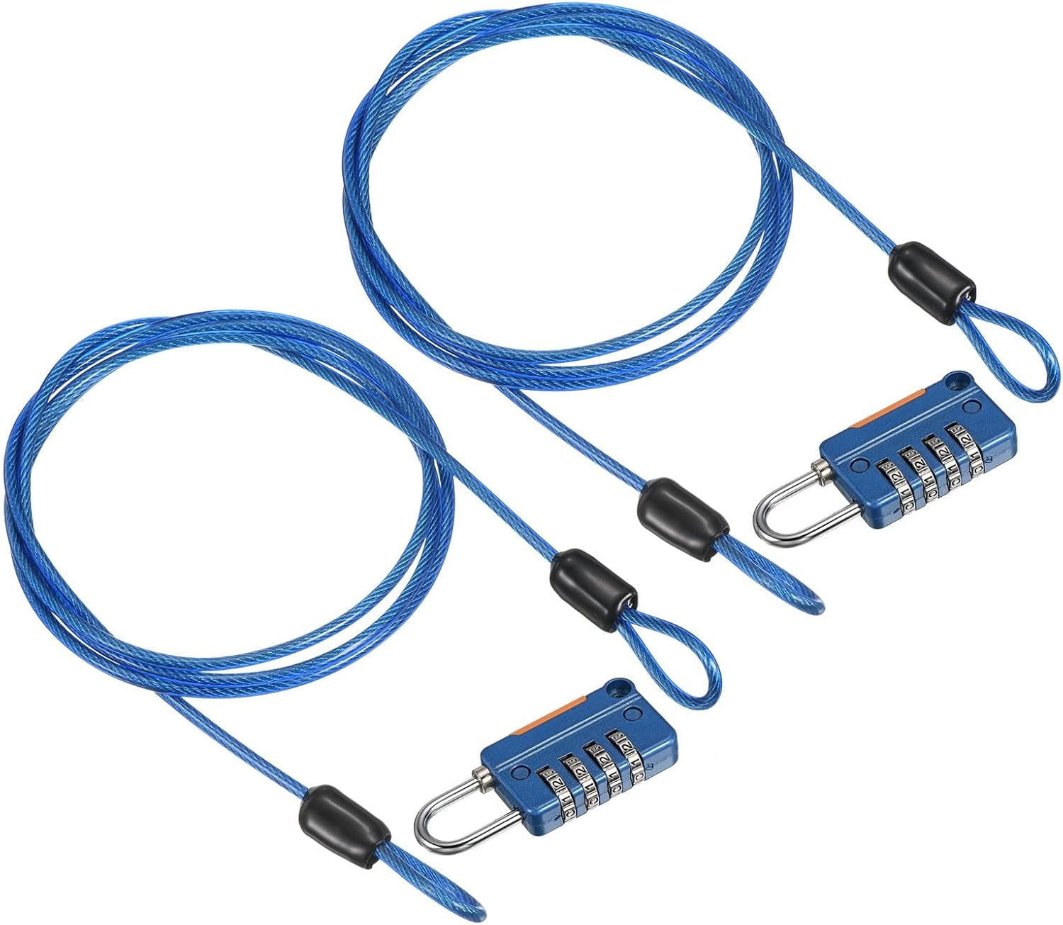 Wellsay Security Steel Cable with 4 Digit Combination Lock, 2 Set 3.3Ft ...