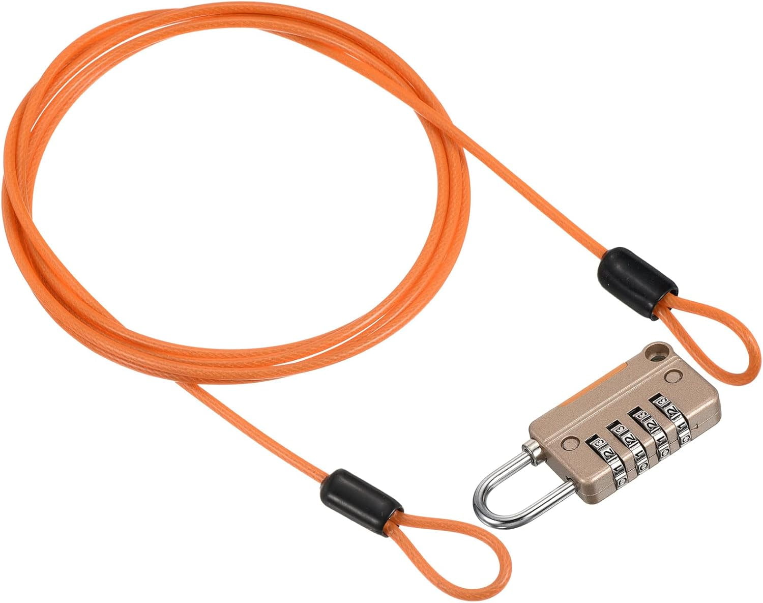 Wellsay Security Steel Cable with 4 Digit Combination Lock, 5Ft Coated ...