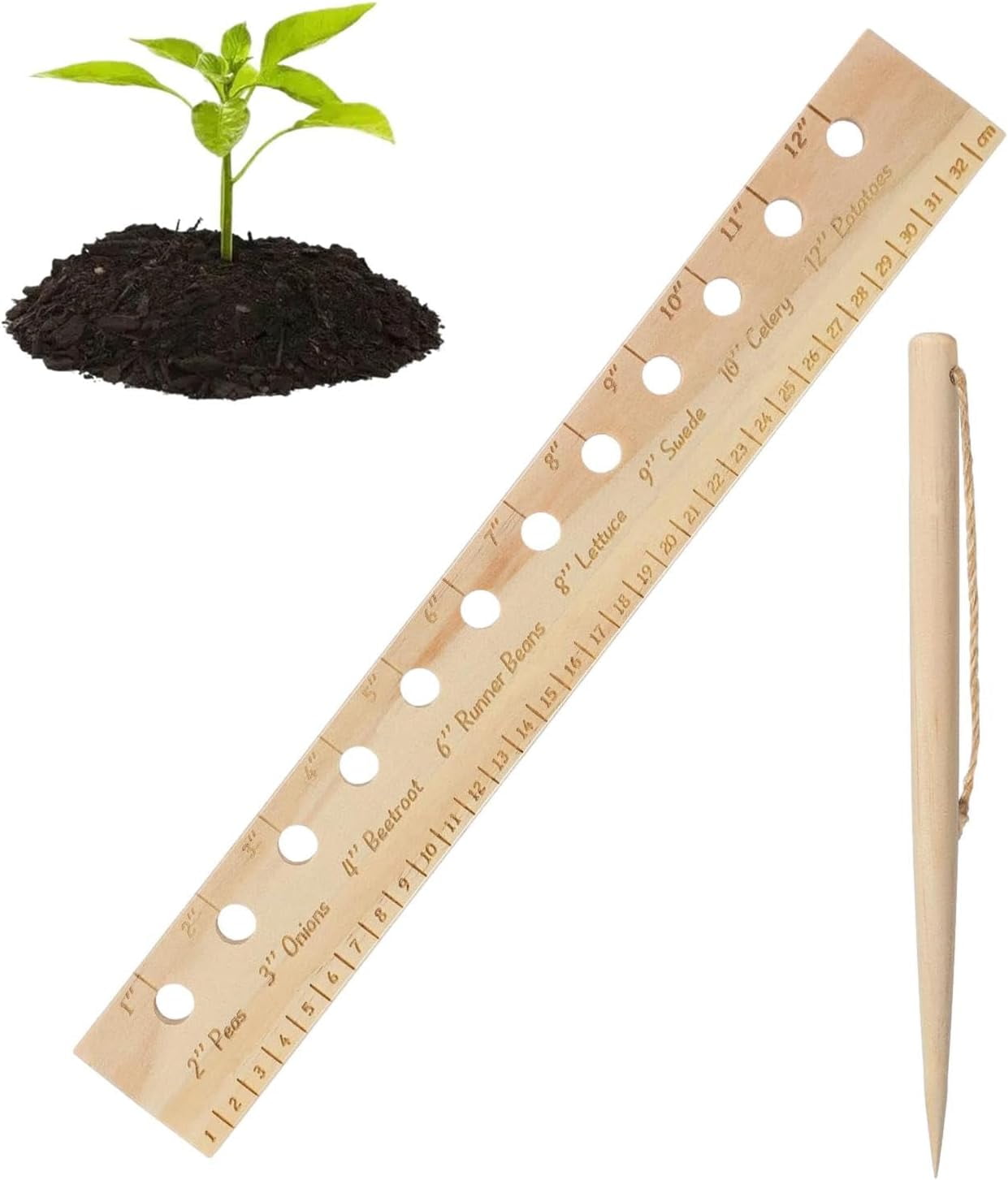 Wellsay Seeding Spacing Ruler,Plant Ruler with Holes,Seeding Garden ...