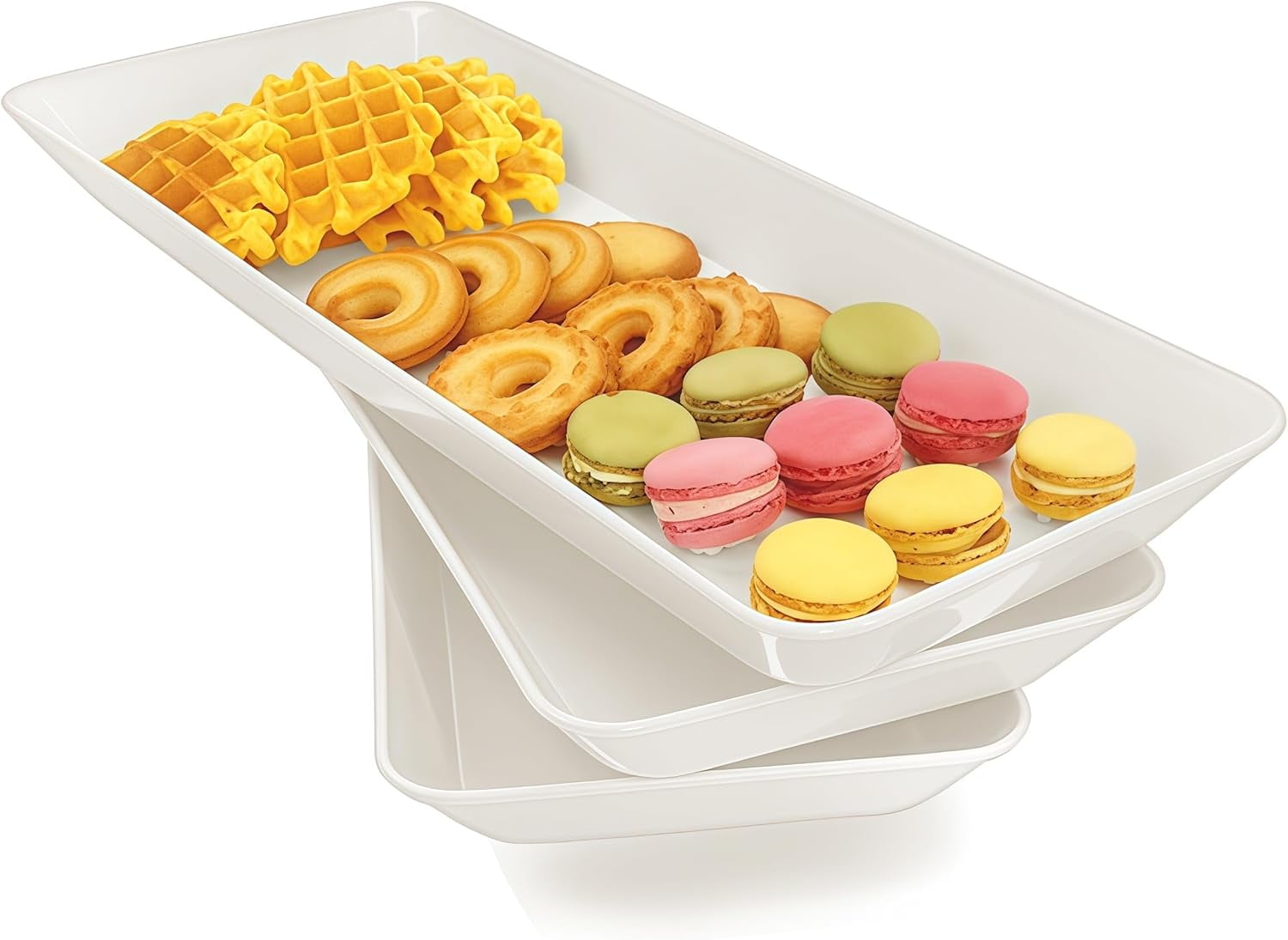 Wellsay Serving Tray Platter Rectangle, 3 Pcs Long Narrow Food Tray for ...