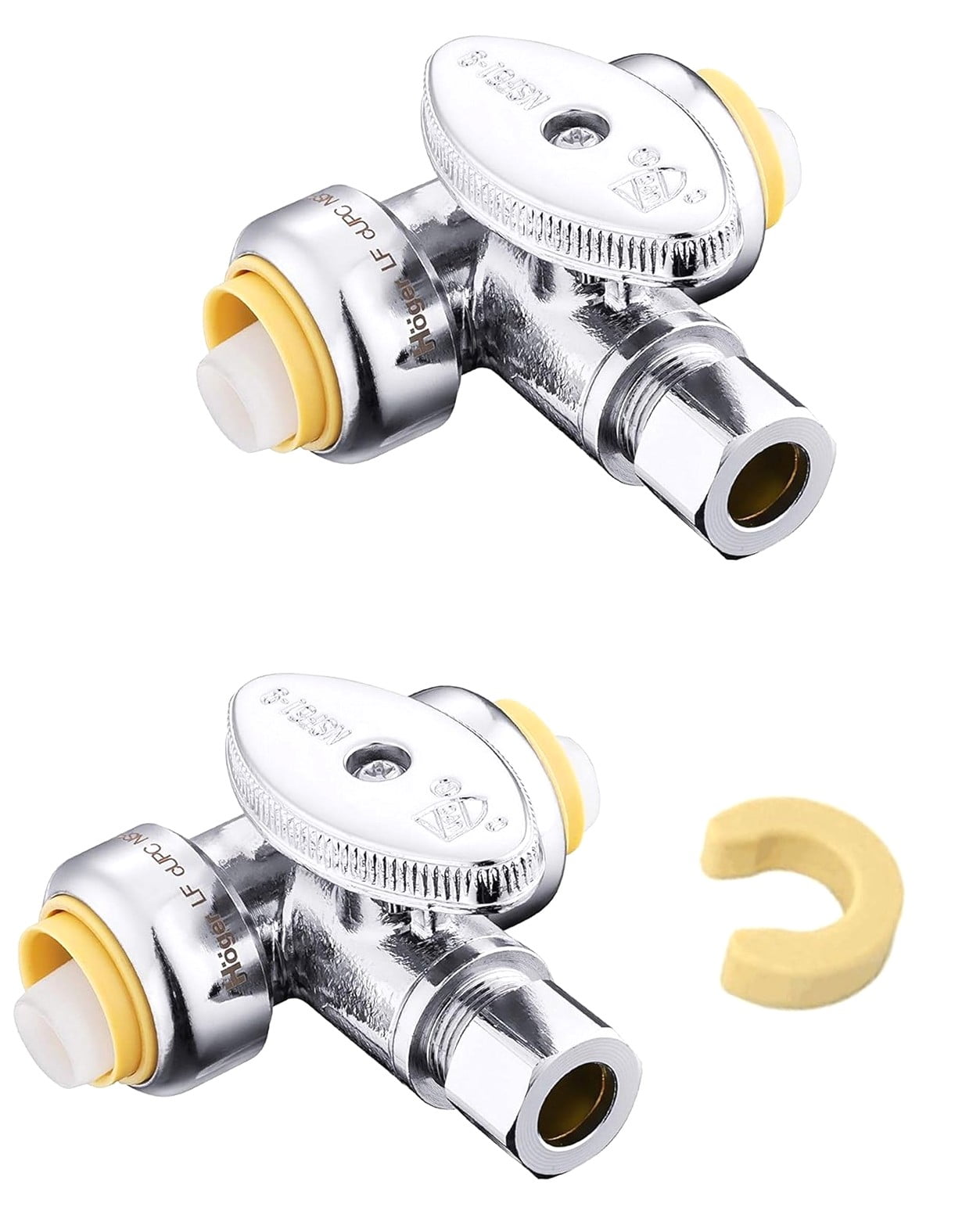 Wellsay (Set of 2) Tee Stop 1/2" 1/2" 3/8" OD, 1/4 Turn Water Shut Off ...
