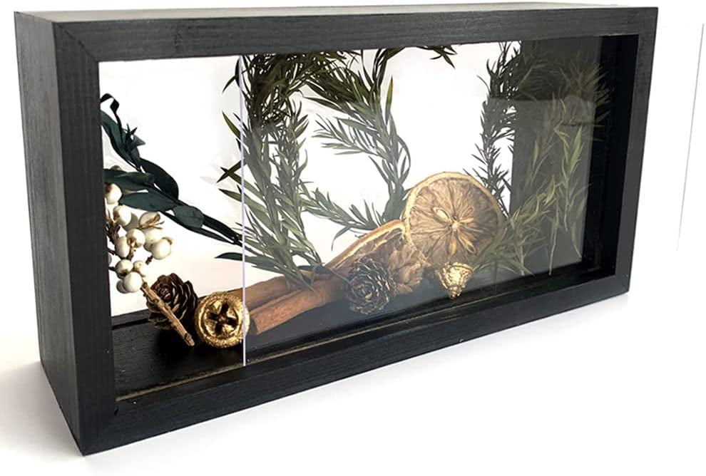 Wellsay Shadow Box Frame,Wooden Double-Sided High-De Plexiglass Storage ...