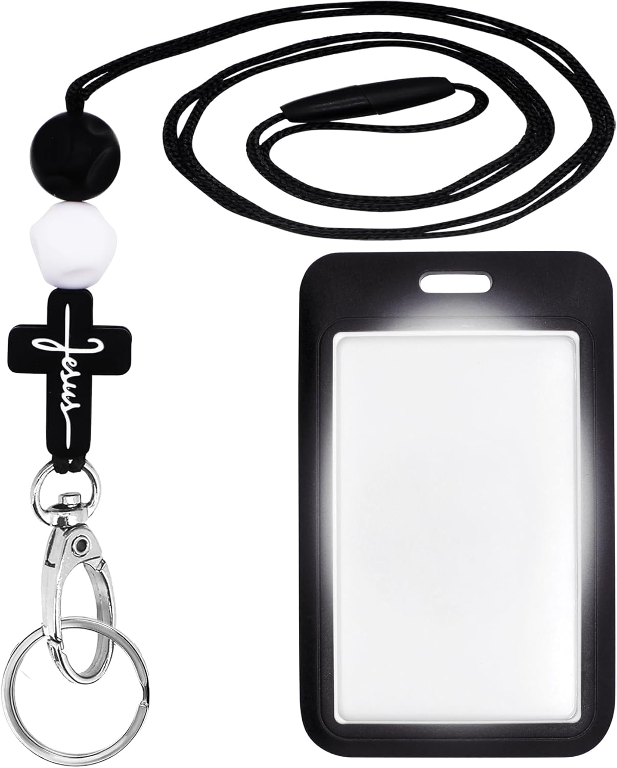 Wellsay Silicone Bead Lanyard Badges Keychain Neck Lanyard Long Name ...
