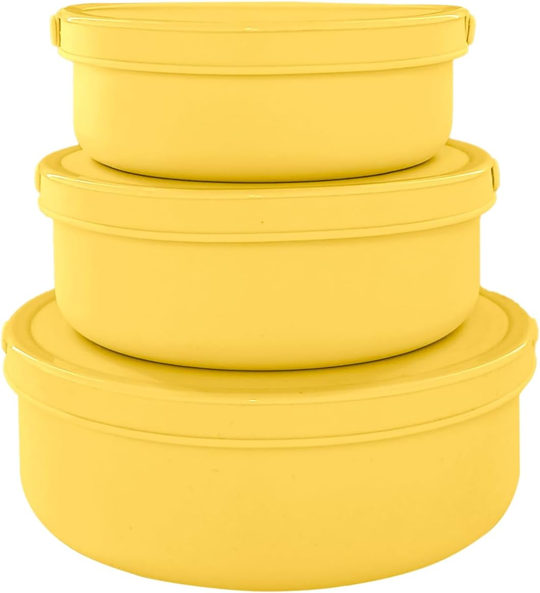 Wellsay Silicone Food Storage Containers Bowl, Set of 3 Reusable ...