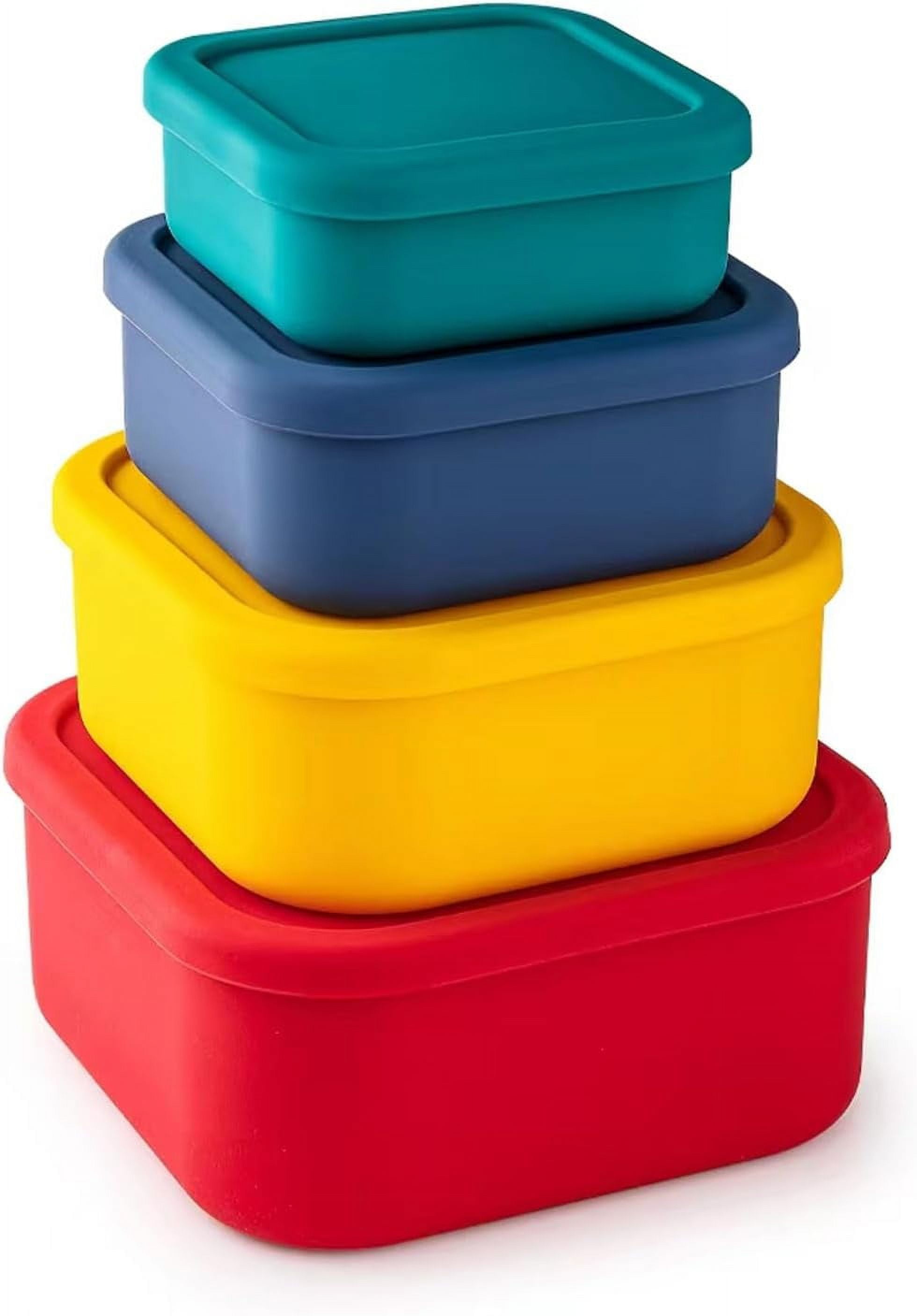 Wellsay Silicone Food Storage Containers with Lids Set 4 Sizes and ...