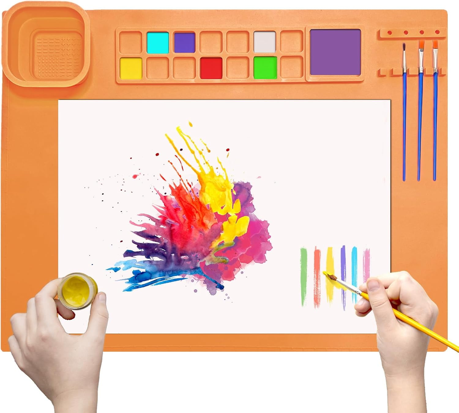 Wellsay Silicone Painting Mat 20"x16" Silicone Paint Mats with Cup ...