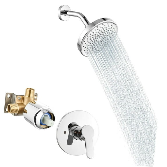 Wellsay Single Handle Set Wall Mount Shower Kit 6 Inch Shower with ...
