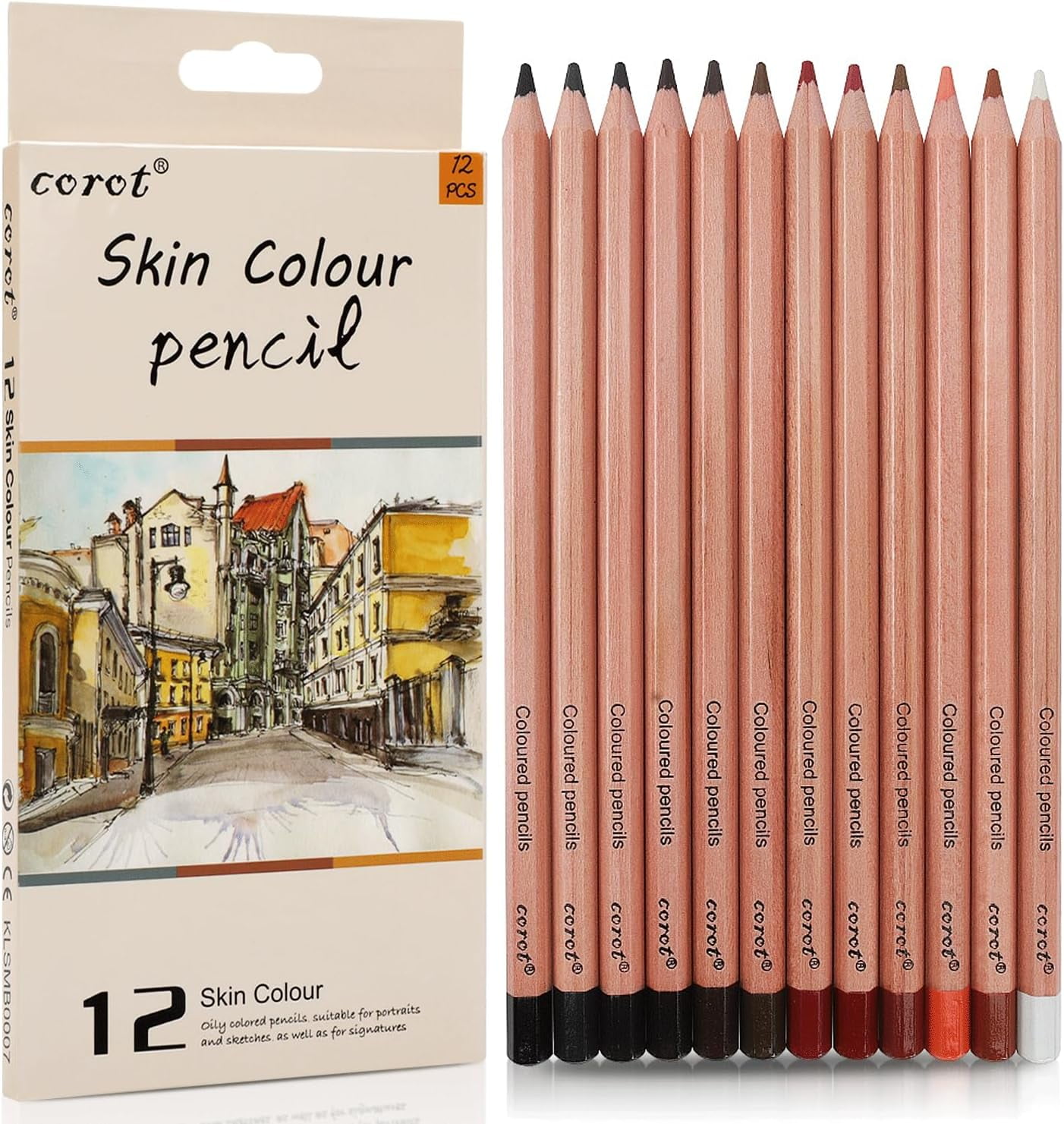 Wellsay Skin Tone Colored Pencils, 12 Colors Pastel Pencils Set for ...