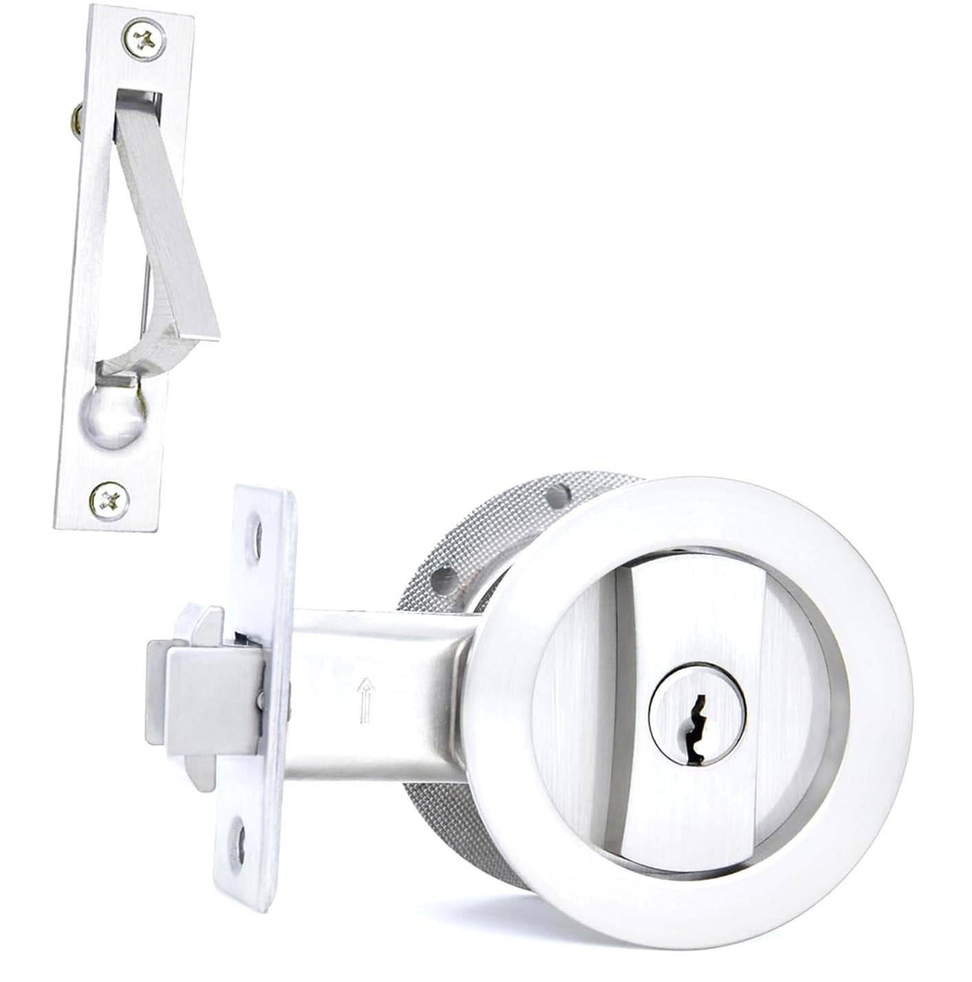 Wellsay Sliding Barn Door Lock with Key, Entry Recessed Dual-Sided, 2 3 ...