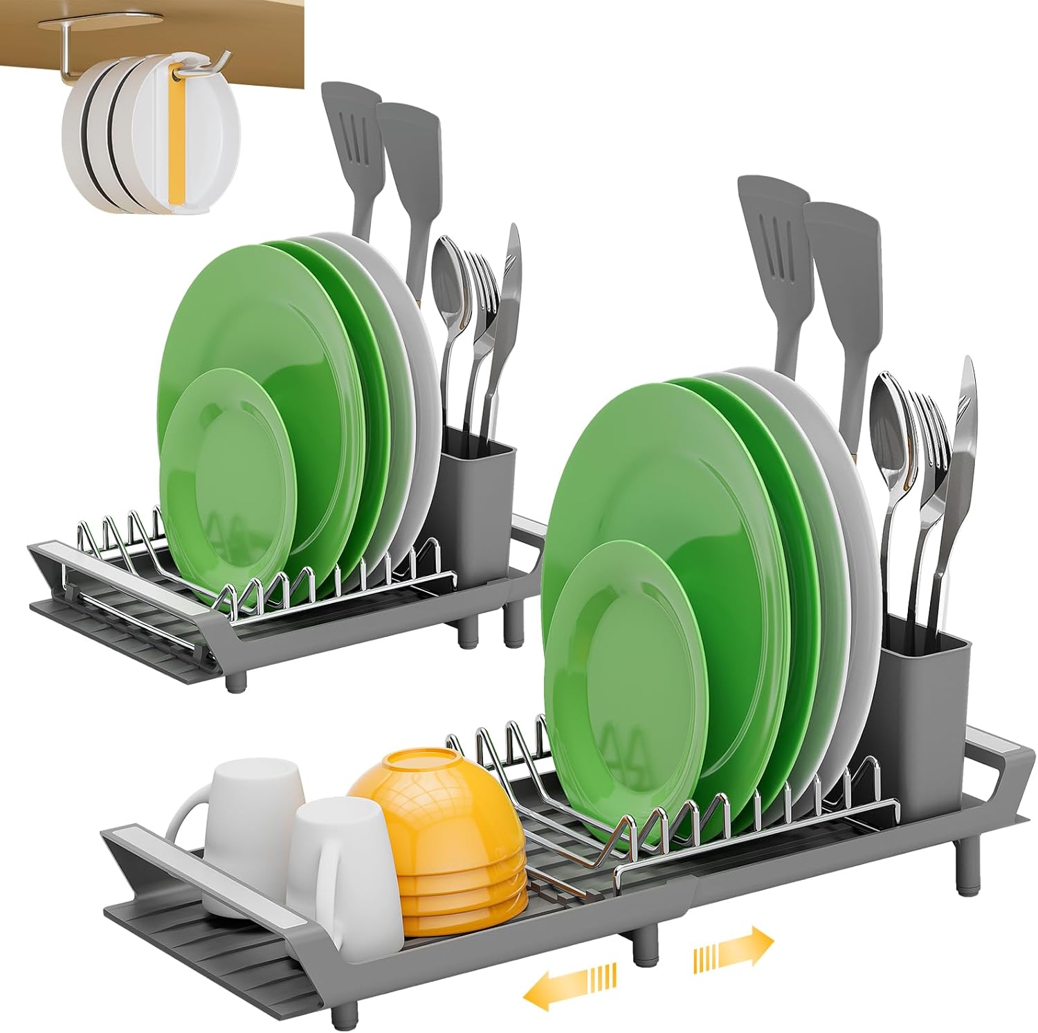 Wellsay Small Dish Drying Rack Expandable, Stainless Steel Compact Mini ...