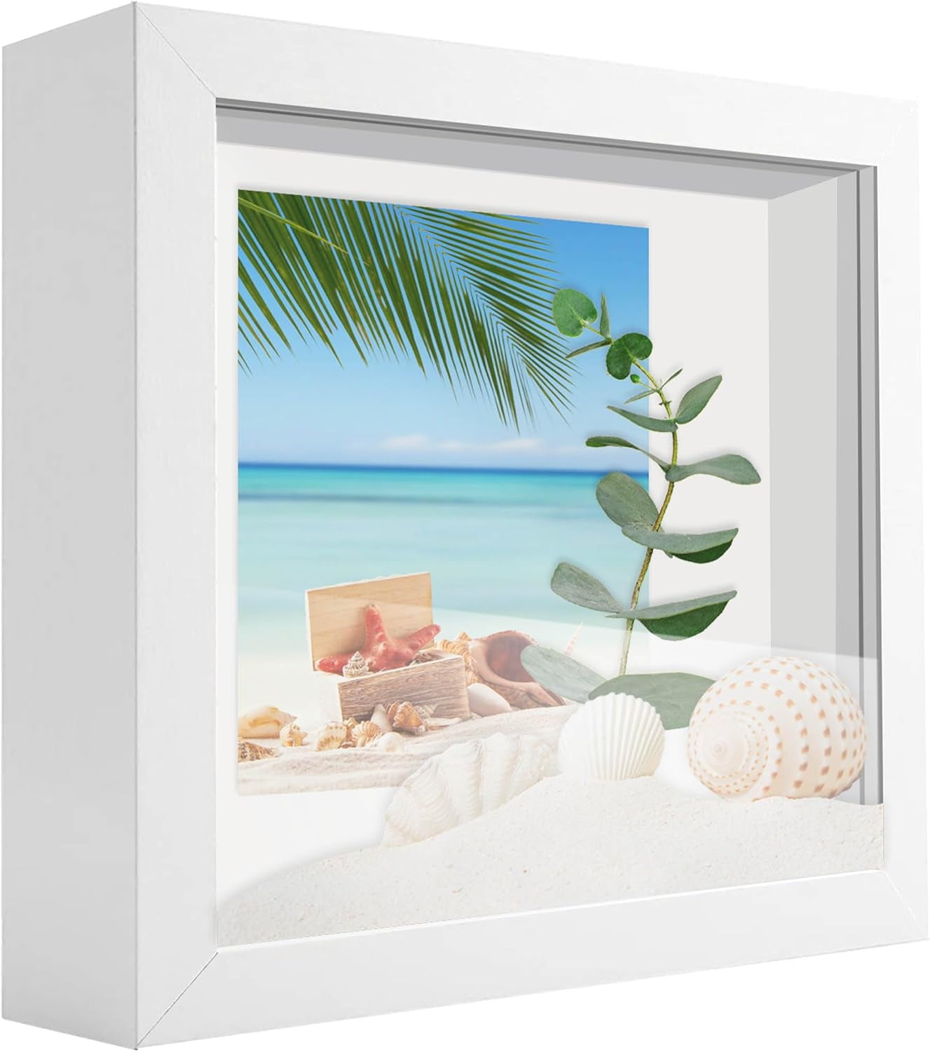 Wellsay Small Shadow Box Frame 5x5 , Wood with Plexiglass, Display Case ...