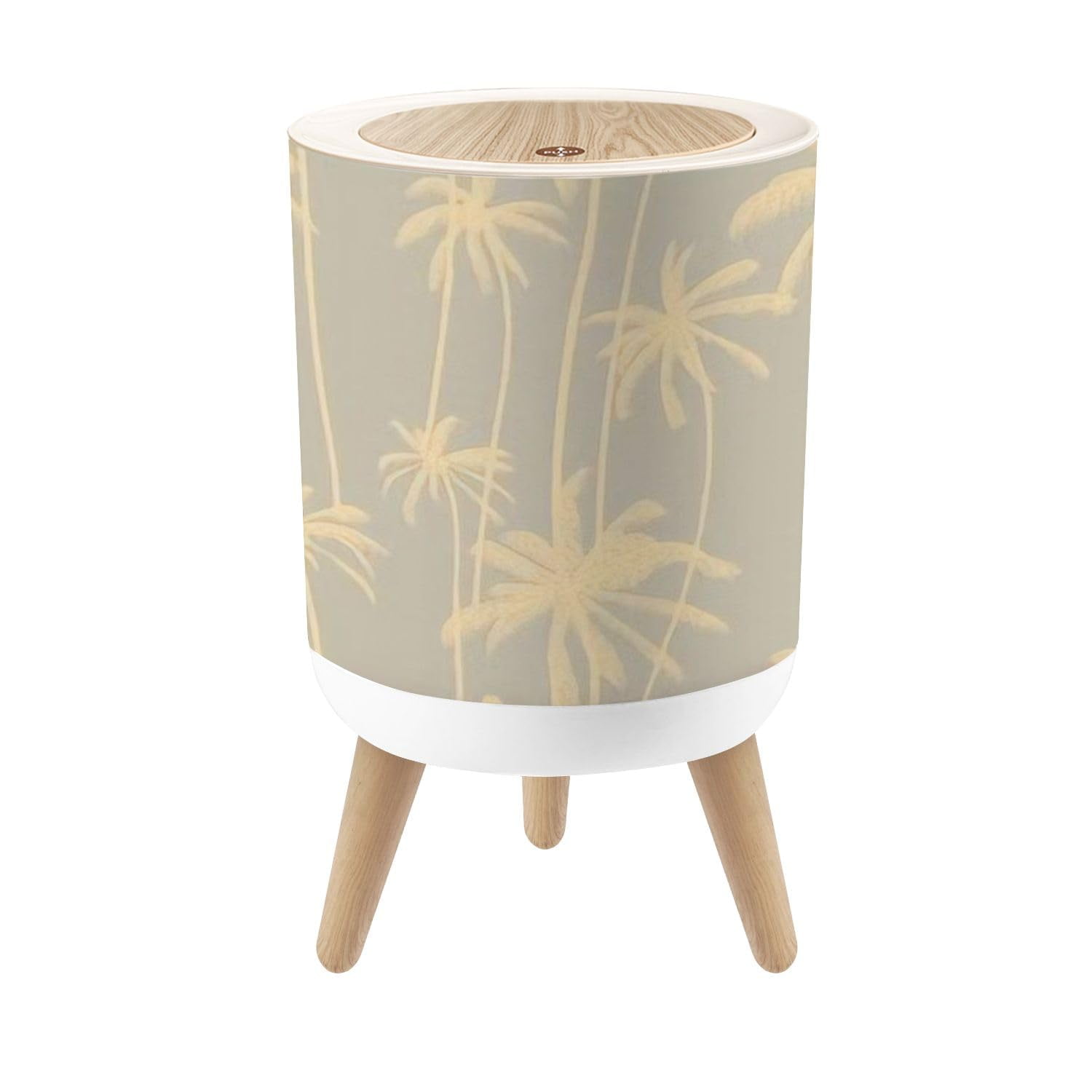 Wellsay Small Trash Can with Lid Palm tree tropical coconuts seamless ...