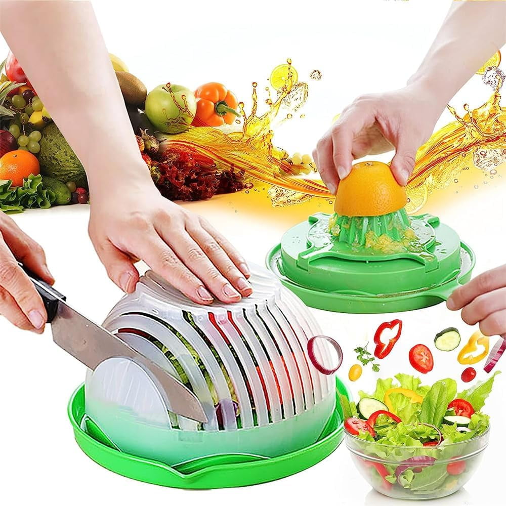 Wellsay Snap-on Salad Cutter Bowl and Juicer Vegetable Chopper and ...