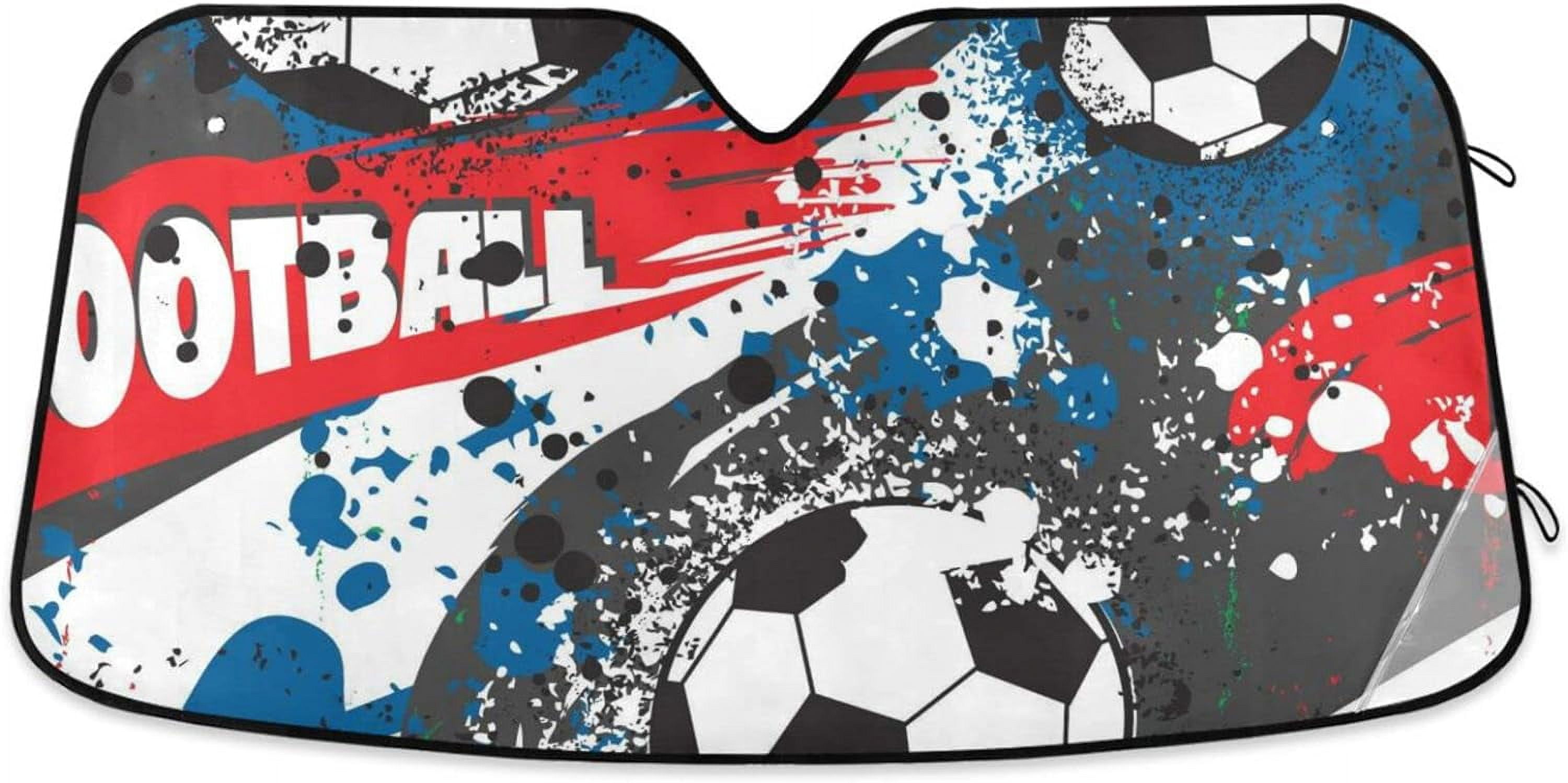 Wellsay Soccer Pattern Car Windshield Sun Shade Foldable Sun Shield ...
