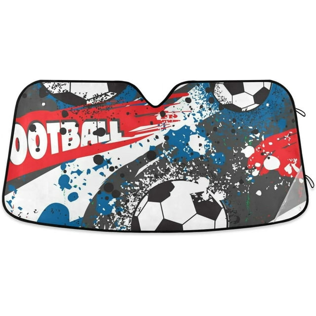Wellsay Soccer Pattern Car Windshield Sun Shade Foldable Sun Shield ...