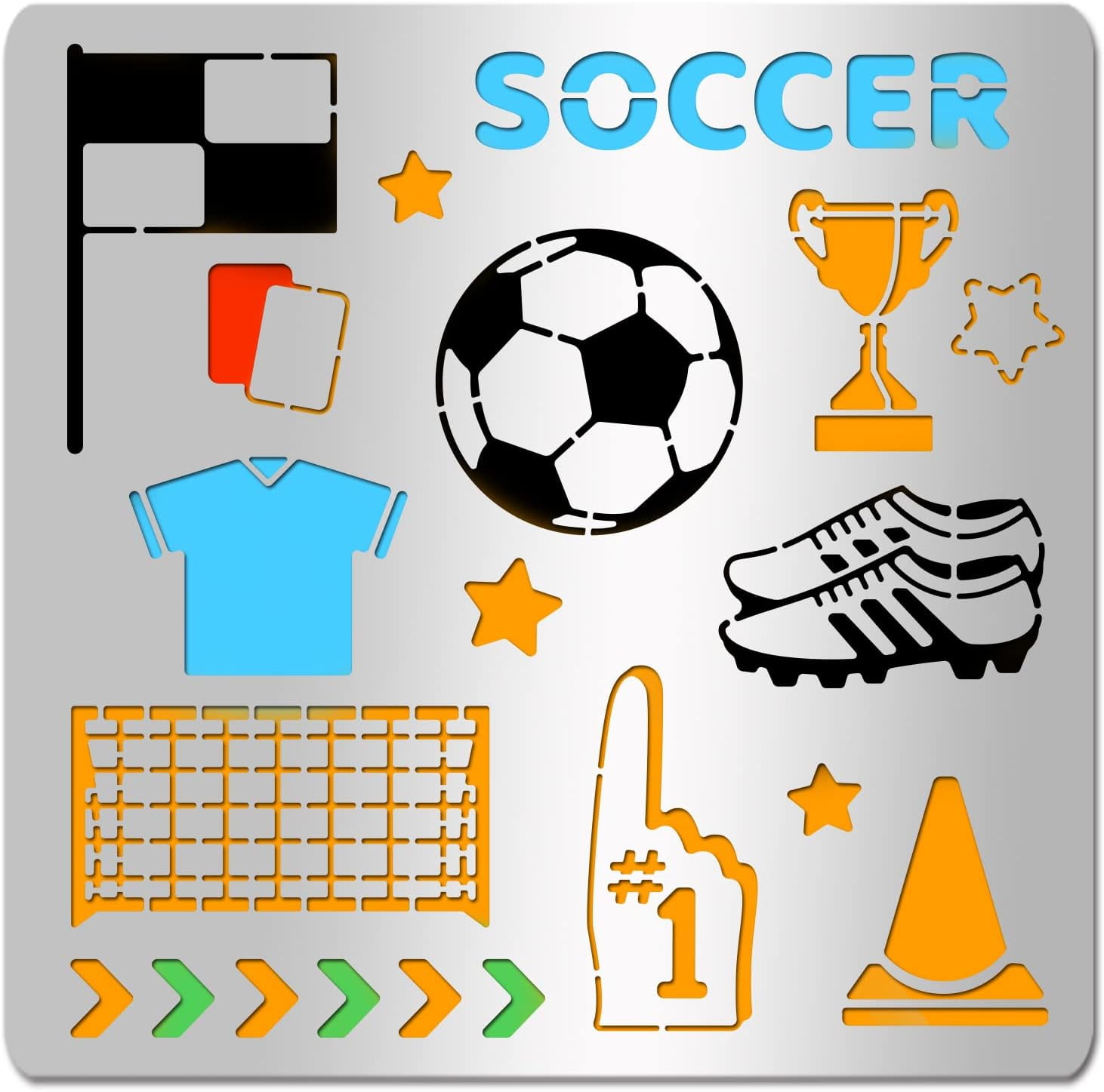 Wellsay Soccer Stencil for Painting Stainless Steel Sport Football ...