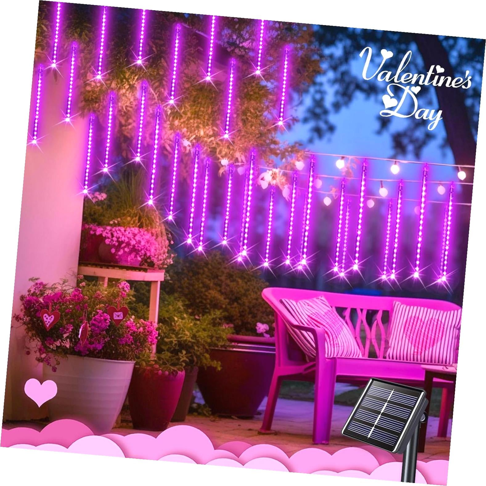 Wellsay Solar Meteor Shower Lights, 8 with 144 LEDs for Christmas Tree ...